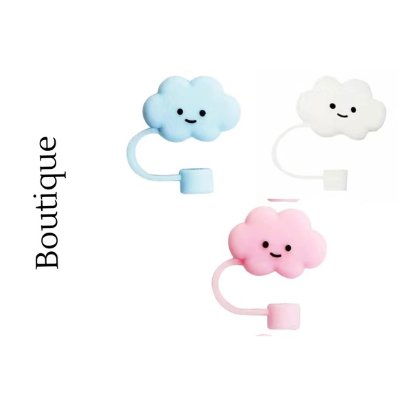 Kitchen | White Blue And Pink Cloud Simple Modern Straw Cover | Poshmark